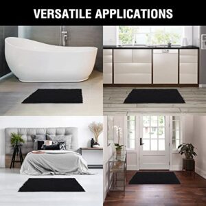 Yastouay Bath Mats for Bathroom, Non-Slip Machine Washable Absorbent Soft Plush Chenille Bath Rug Mat, Bathroom Carpet Mats for Shower Floor and Bathtub, 20x32 Inches, Black