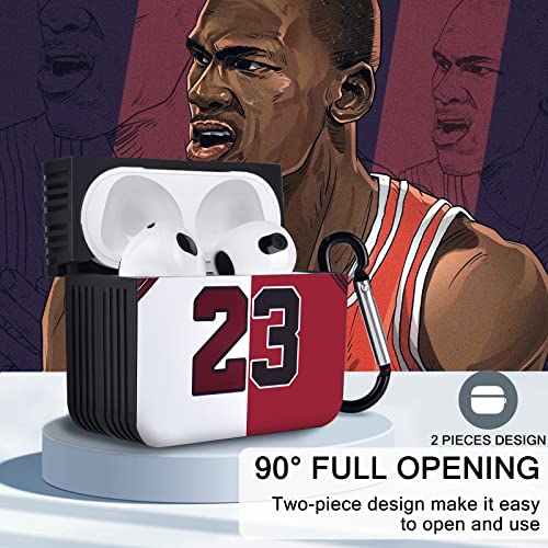 No.23 Case for Airpods 3rd Generation Cover with Keychain for Basketball Fans Boy Men Teen Kids Size 23 Jersey Cool Fun Design Sports Spirit Square Soft Protective Case Compatible with Airpods 3