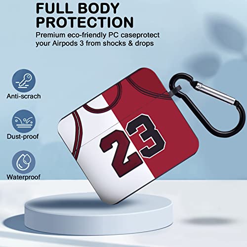 No.23 Case for Airpods 3rd Generation Cover with Keychain for Basketball Fans Boy Men Teen Kids Size 23 Jersey Cool Fun Design Sports Spirit Square Soft Protective Case Compatible with Airpods 3