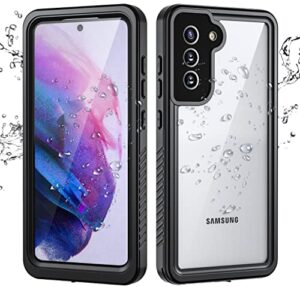 samsung galaxy s21 fe 5g waterproof case with built-in screen protector dustproof shockproof drop proof phone rugged full body underwater protective cover for samsung galaxy s21 fe 5g 6.4" black