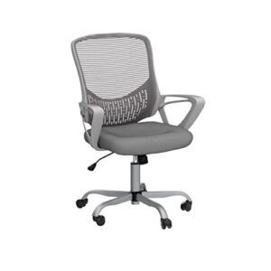 home office chair ergonomic computer desk chair mesh mid-back height adjustable swivel chair with armrest, grey