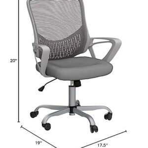 Home Office Chair Ergonomic Computer Desk Chair Mesh Mid-Back Height Adjustable Swivel Chair with Armrest, Grey