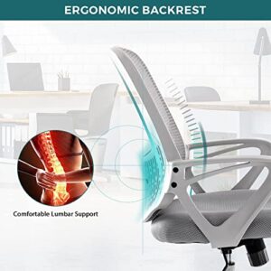 Home Office Chair Ergonomic Computer Desk Chair Mesh Mid-Back Height Adjustable Swivel Chair with Armrest, Grey