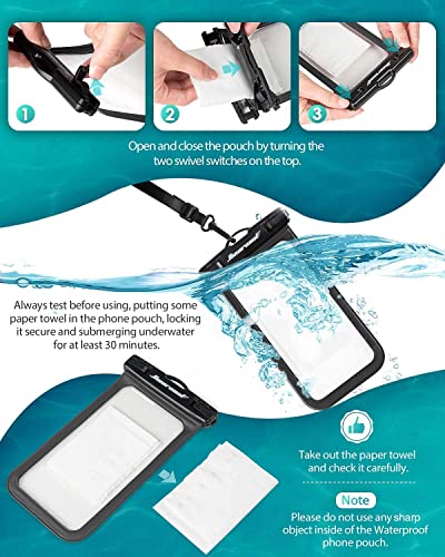 Hiearcool Universal Waterproof Case,Waterproof Phone Pouch Compatible for iPhone 13 12 11 Pro Max XS Max XR X 8 7 Samsung Galaxy s10/s9 Google Pixel 2 HTC Up to 7.0", IPX8 Cellphone Dry Bag -4 Pack