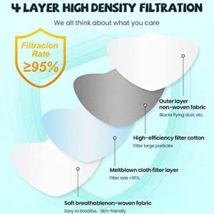 Kids KF94_Mask 50PCS, 4 Layers Protective_Mask Non-woven, Cup Dust_Mask 3D Design Disposable KF94 for Kids Girls Boys (50 PCS, White)