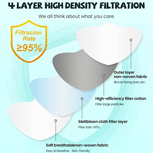 Kids KF94_Mask 50PCS, 4 Layers Protective_Mask Non-woven, Cup Dust_Mask 3D Design Disposable KF94 for Kids Girls Boys (50 PCS, White)