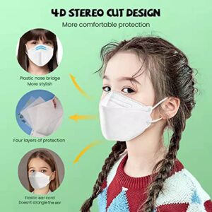 Kids KF94_Mask 50PCS, 4 Layers Protective_Mask Non-woven, Cup Dust_Mask 3D Design Disposable KF94 for Kids Girls Boys (50 PCS, White)