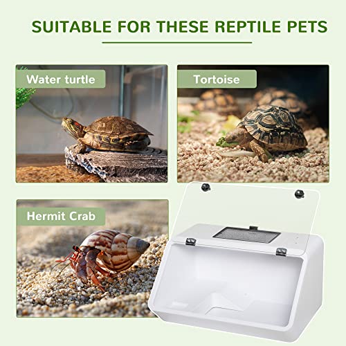 PawHut Small Turtle Tank with Basking Platform, Reptile Aquarium Cage with Feeding Trough, Box Turtle Habitat and Hermit Crab Habitat, Clear Sunlight Window, Indoor and Outdoor