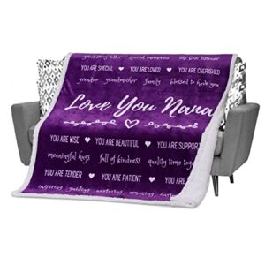 filo estilo nana blanket, gifts for nana from granddaughter, nana gift from grandchildren, best nana ever gifts, throw blanket filled with love (purple, sherpa)