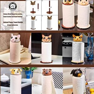 Aayla Paper Towel Holder - Metal Unique Cat Paper Towel Roll Stand for Counter Top of Kitchen Home Dining Bathroom, Adorable Gifts for Cat Dog Pet Lovers (Cat - Brown)