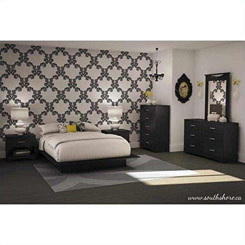 Home Square 2 Piece Modern Bedroom Furniture Set - 6 Drawer Bedroom Dresser / 5 Tall Chest of Drawers for Bedroom/Black