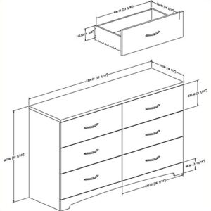 Home Square 2 Piece Modern Bedroom Furniture Set - 6 Drawer Bedroom Dresser / 5 Tall Chest of Drawers for Bedroom/Black