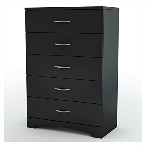 Home Square 2 Piece Modern Bedroom Furniture Set - 6 Drawer Bedroom Dresser / 5 Tall Chest of Drawers for Bedroom/Black