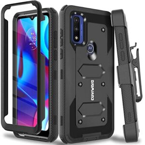 covrware aegis series case for moto g pure 6.5 inch (2021 release), full-body rugged dual-layer shockproof protective holster swivel belt-clip cover with kickstand and built-in screen protector, black