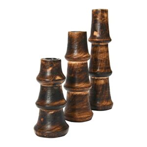 Main + Mesa Wooden Waves Taper Candle Holders, Set of 3