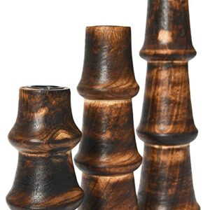 Main + Mesa Wooden Waves Taper Candle Holders, Set of 3