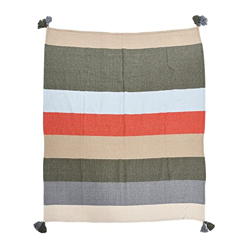 Main + Mesa Striped Cotton Throw Blanket with Tassels