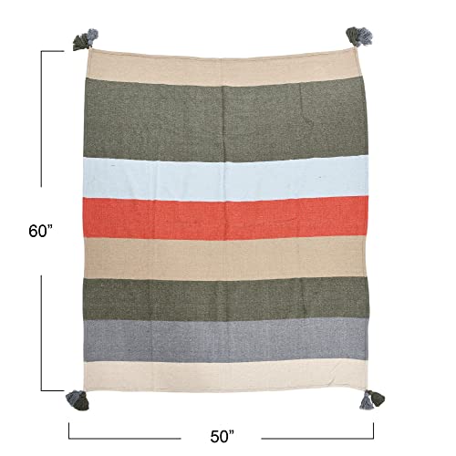 Main + Mesa Striped Cotton Throw Blanket with Tassels