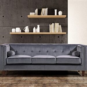 US Pride Furniture Modern Style 83'' Wide Living Room 3 Seater Grey Soft Cushion & Solid Wood Legs (S5369N-S5372N S) Sofas