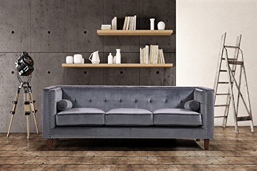 US Pride Furniture Modern Style 83'' Wide Living Room 3 Seater Grey Soft Cushion & Solid Wood Legs (S5369N-S5372N S) Sofas