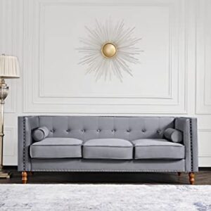 US Pride Furniture Modern Style 83'' Wide Living Room 3 Seater Grey Soft Cushion & Solid Wood Legs (S5369N-S5372N S) Sofas