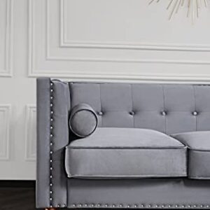 US Pride Furniture Modern Style 83'' Wide Living Room 3 Seater Grey Soft Cushion & Solid Wood Legs (S5369N-S5372N S) Sofas