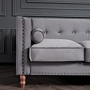 US Pride Furniture Modern Style 83'' Wide Living Room 3 Seater Grey Soft Cushion & Solid Wood Legs (S5369N-S5372N S) Sofas