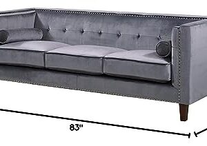 US Pride Furniture Modern Style 83'' Wide Living Room 3 Seater Grey Soft Cushion & Solid Wood Legs (S5369N-S5372N S) Sofas