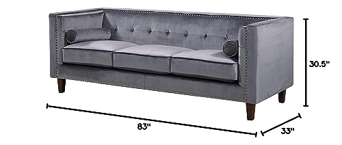 US Pride Furniture Modern Style 83'' Wide Living Room 3 Seater Grey Soft Cushion & Solid Wood Legs (S5369N-S5372N S) Sofas