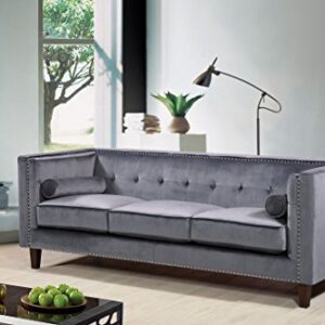 US Pride Furniture Modern Style 83'' Wide Living Room 3 Seater Grey Soft Cushion & Solid Wood Legs (S5369N-S5372N S) Sofas