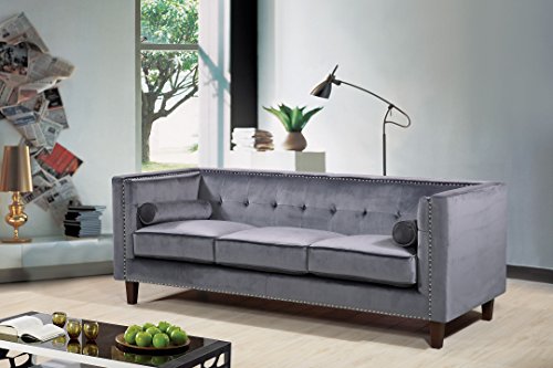 US Pride Furniture Modern Style 83'' Wide Living Room 3 Seater Grey Soft Cushion & Solid Wood Legs (S5369N-S5372N S) Sofas