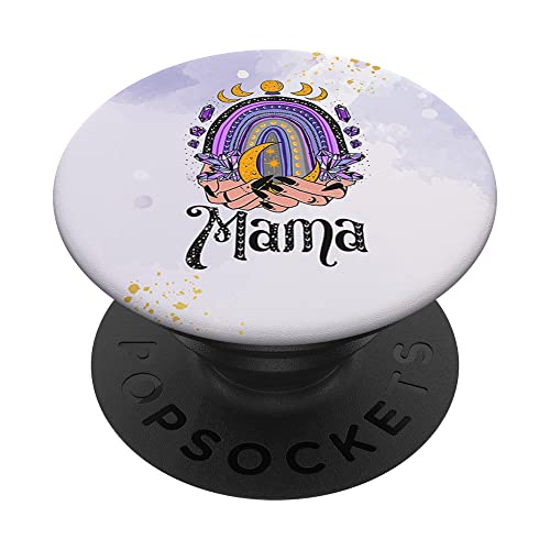 Mama Of Moon Child Witchy Moon With Crystal Boho Moon PopSockets Swappable PopGrip