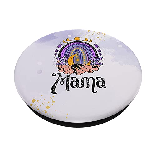 Mama Of Moon Child Witchy Moon With Crystal Boho Moon PopSockets Swappable PopGrip