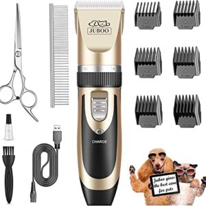 Juboo Dog Clippers Low Noise Professional Rechargeable Cordless Quiet Dog Grooming Kit for Cats Pets