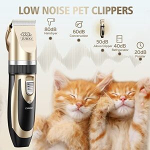 Juboo Dog Clippers Low Noise Professional Rechargeable Cordless Quiet Dog Grooming Kit for Cats Pets