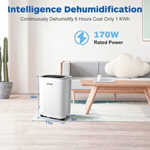 2000 Sq Ft 30 Pint Dehumidifier for Home and Basement, FIRINER Dehumidifiers for Bedroom with Drain Hose, Auto Shut-Off, Intelligent Humidity Control, Laundry Dry and 0.66 Gallon Water Tank