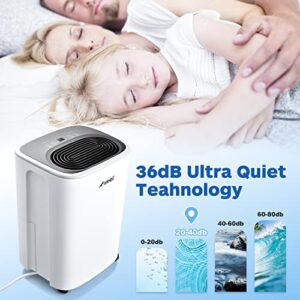 2000 Sq Ft 30 Pint Dehumidifier for Home and Basement, FIRINER Dehumidifiers for Bedroom with Drain Hose, Auto Shut-Off, Intelligent Humidity Control, Laundry Dry and 0.66 Gallon Water Tank