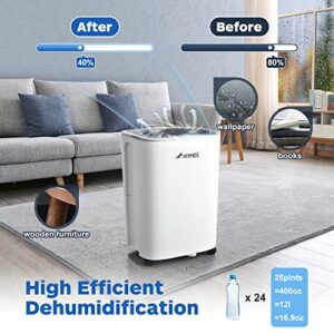 2000 Sq Ft 30 Pint Dehumidifier for Home and Basement, FIRINER Dehumidifiers for Bedroom with Drain Hose, Auto Shut-Off, Intelligent Humidity Control, Laundry Dry and 0.66 Gallon Water Tank