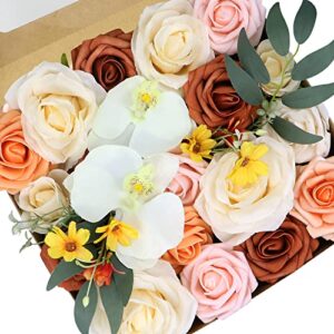 vanleonet artificial wedding flowers combo set for diy wedding bouquets centerpieces arrangements party, cake decor, baby shower home decorations