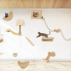 Cat Shelves and Perches Wall Mounted Indoor Cats Furniture Solid Wood Cat Wall House Set for Activity Climbers 5pcs/Set