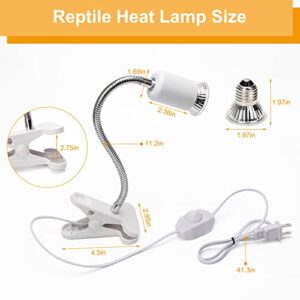 Catcan 50W Reptile Heat Lamps, UVA UVB Reptile Light with 2 Heat Bulbs, 360°Rotatable Clips Adjustable Switch Heat Lamp for Turtle Lizard Snake Aquarium Amphibian Yellow Light