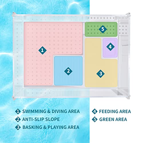 AMZOO Turtle Tank, Tortoise Habittat Breeding with Water Pump Filter Layer for Aquarium Small Turtles Reptiles Hermit Crabs