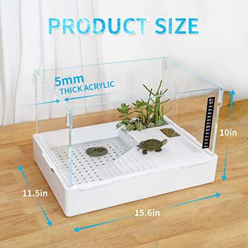 AMZOO Turtle Tank, Tortoise Habittat Breeding with Water Pump Filter Layer for Aquarium Small Turtles Reptiles Hermit Crabs