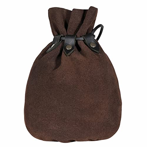 Mythrojan Drawstring Belt Pouch Renaissance Costume Accessories Jewelry Pouch - Chocolate Brown