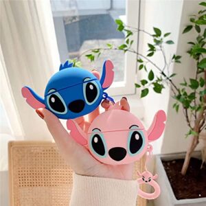 COCOMII Cartoon Case Compatible with AirPods Pro - Silicone, Slim, Matte, Cute Funny Animated, Anxiety & Stress Relief, Keychain Ring, Fingerprint Resistant, Anti-Scratch, Shockproof (Stitch Face)