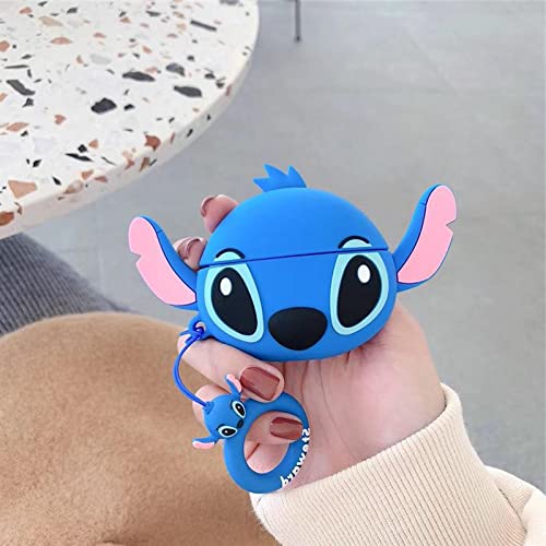 COCOMII Cartoon Case Compatible with AirPods Pro - Silicone, Slim, Matte, Cute Funny Animated, Anxiety & Stress Relief, Keychain Ring, Fingerprint Resistant, Anti-Scratch, Shockproof (Stitch Face)