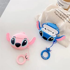 COCOMII Cartoon Case Compatible with AirPods Pro - Silicone, Slim, Matte, Cute Funny Animated, Anxiety & Stress Relief, Keychain Ring, Fingerprint Resistant, Anti-Scratch, Shockproof (Stitch Face)