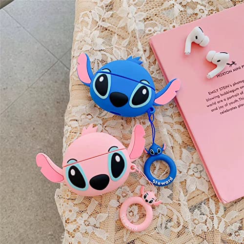 COCOMII Cartoon Case Compatible with AirPods Pro - Silicone, Slim, Matte, Cute Funny Animated, Anxiety & Stress Relief, Keychain Ring, Fingerprint Resistant, Anti-Scratch, Shockproof (Stitch Face)