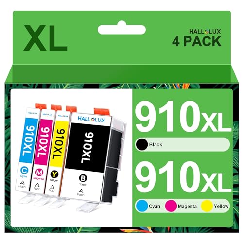 HALLOLUX 910XL Ink Cartridges for HP Printers for HP 910 XL 910XL Ink Cartridge Combo Pack Compatible with Officejet Pro 8025e 8028e 8035e 8028 Printer (4 Pack 910 XL Ink Cartridges Combo Pack)