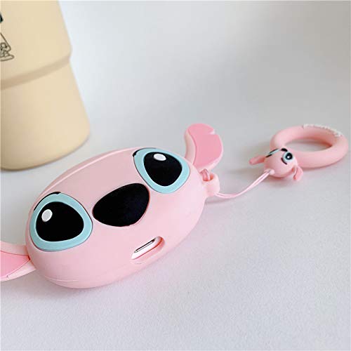 COCOMII Cartoon Case Compatible with AirPods - Silicone, Slim, Matte, Cute Funny Animated, Anxiety & Stress Relief, Keychain Ring, Fingerprint Resistant, Anti-Scratch, Shockproof (Stitch Face)